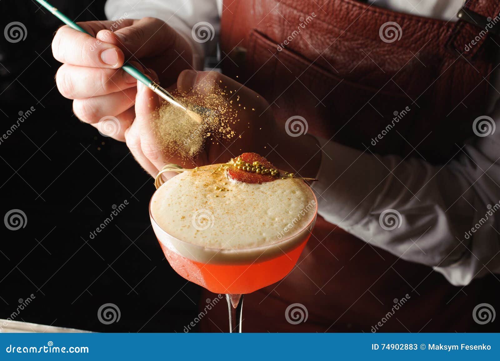 Dusting Cocktail Drink with Food Color Stock Image - Image of golden ...