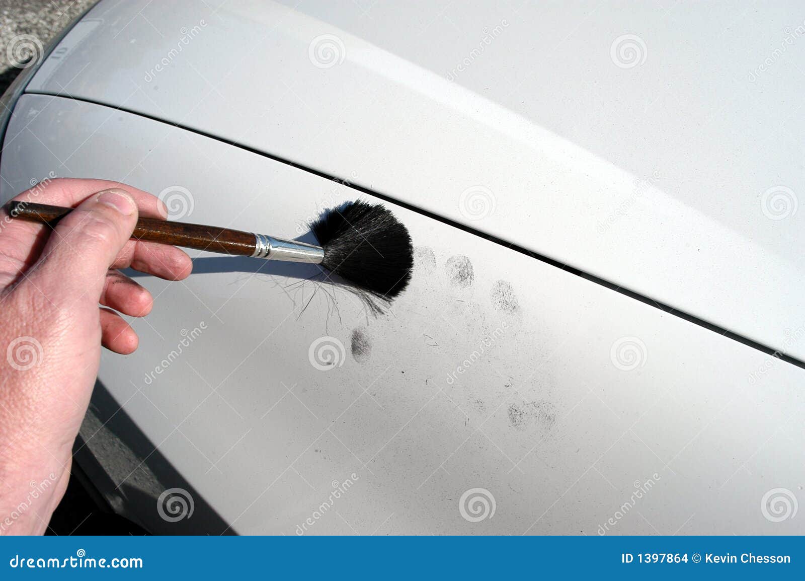 Dusting for fingerprints. stock photo. Image of science - 1397864
