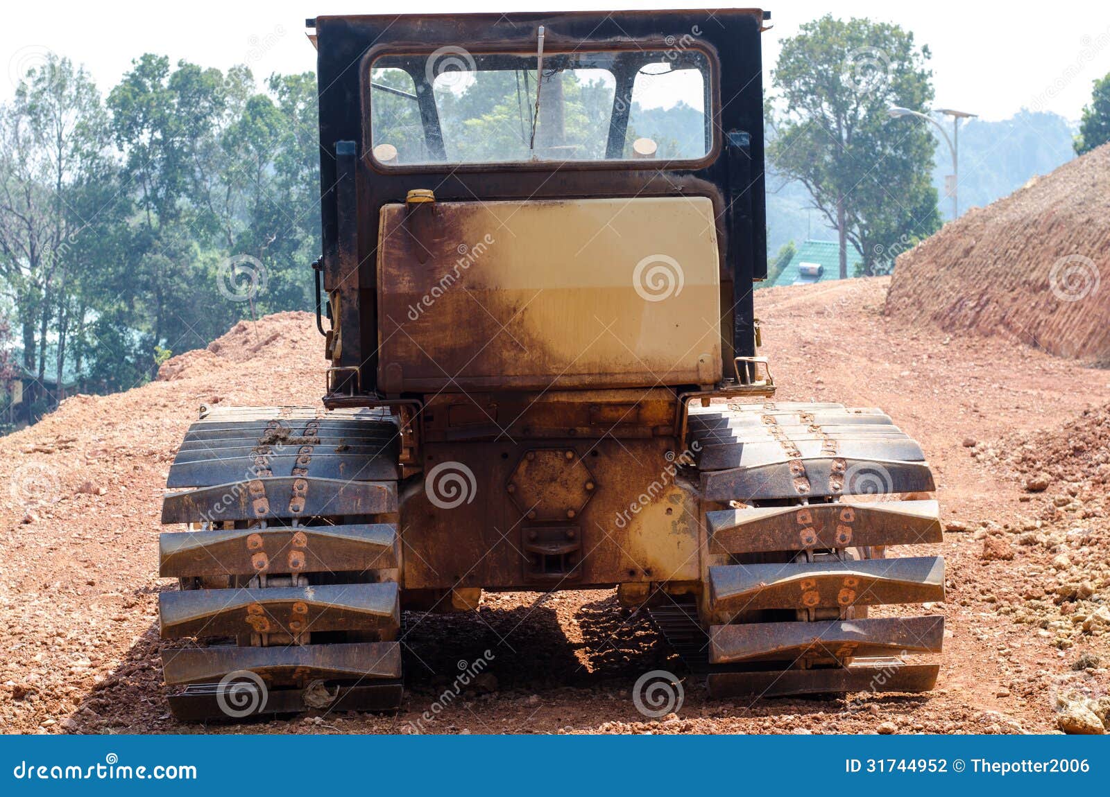 Dusty big bulldozer stock photo. Image of equipment, exterior - 31744952