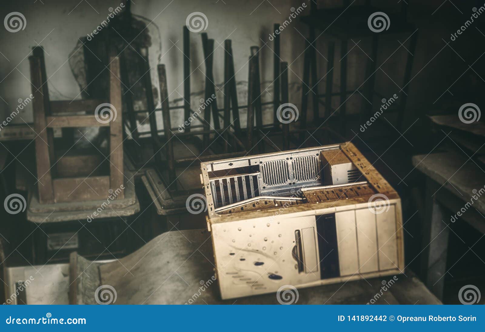 The Dusty Casing of an Old Computer with Floppy Disk and Cd Rom Stock ...