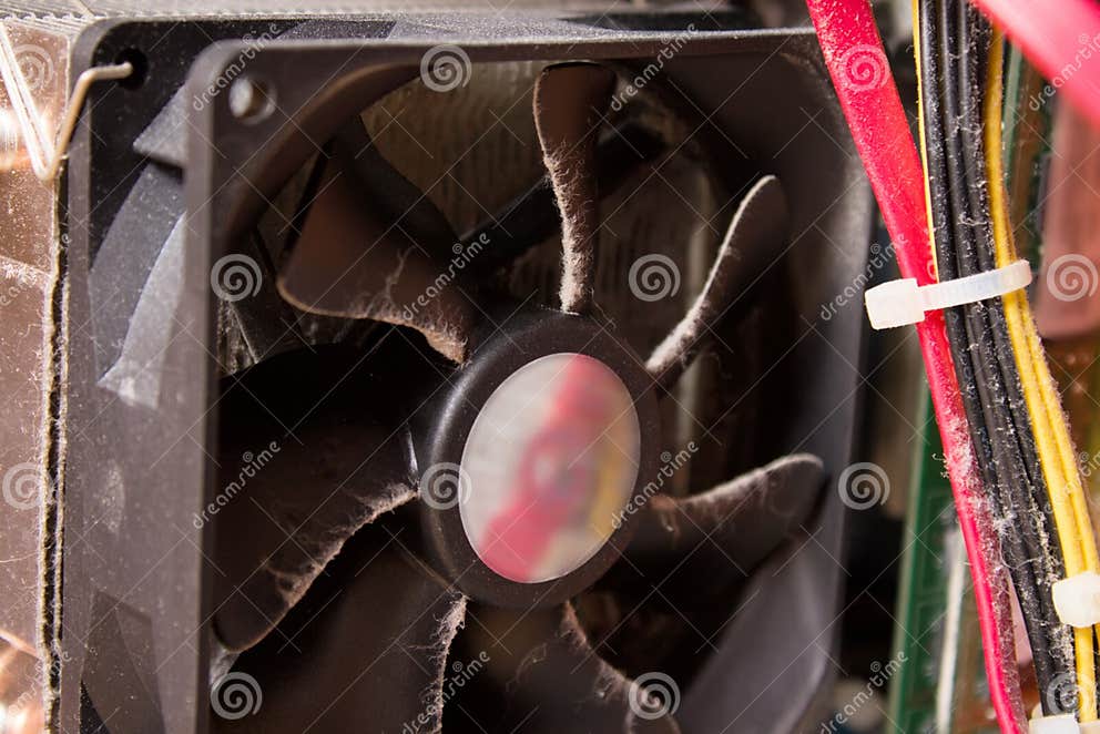 Dusty Computer CPU Fan on an Old Motherboard. Stock Photo - Image of ...