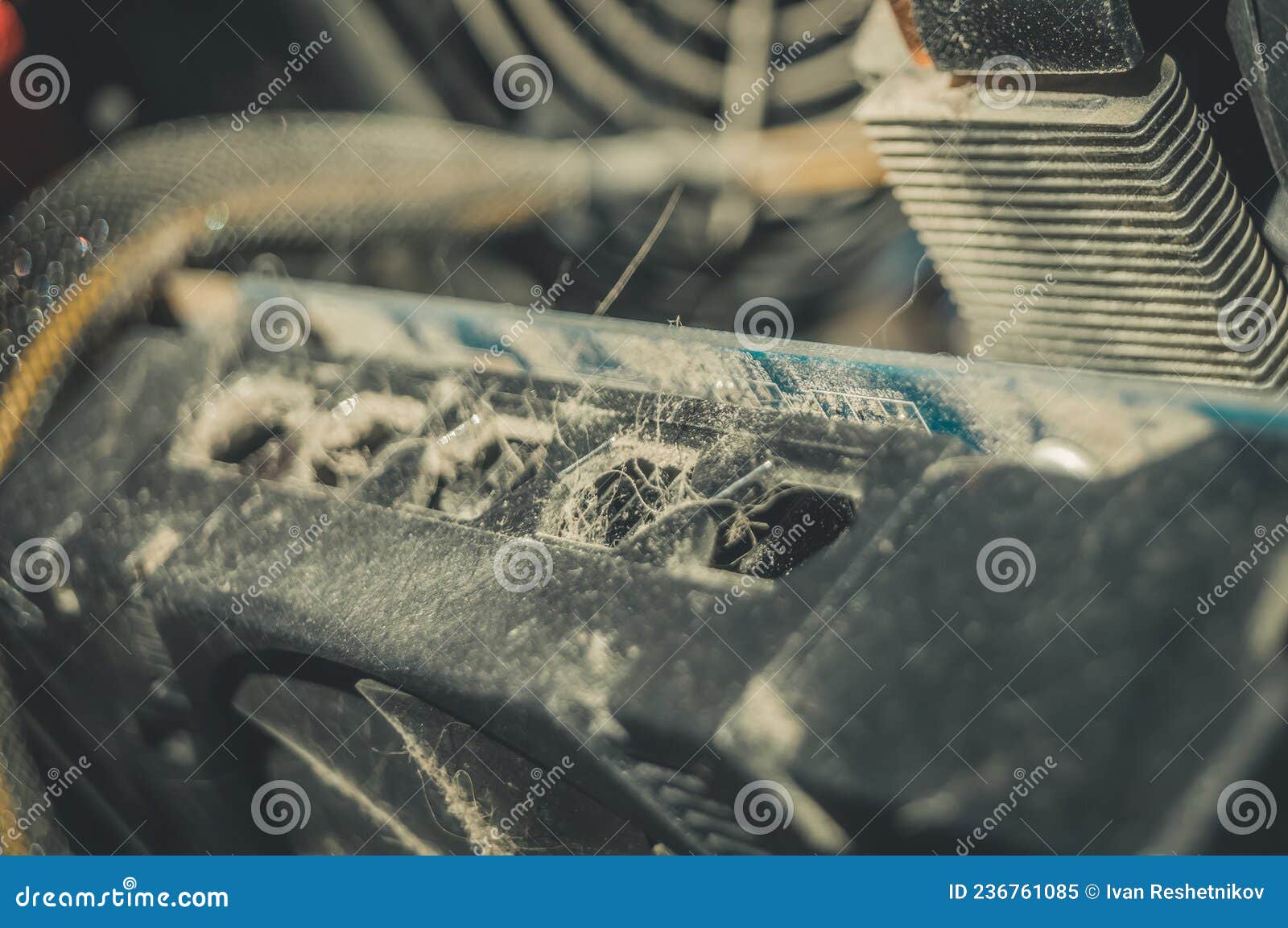 Dusty Computer Video Card. a Layer of Dust and Dirt on the PCB Stock ...