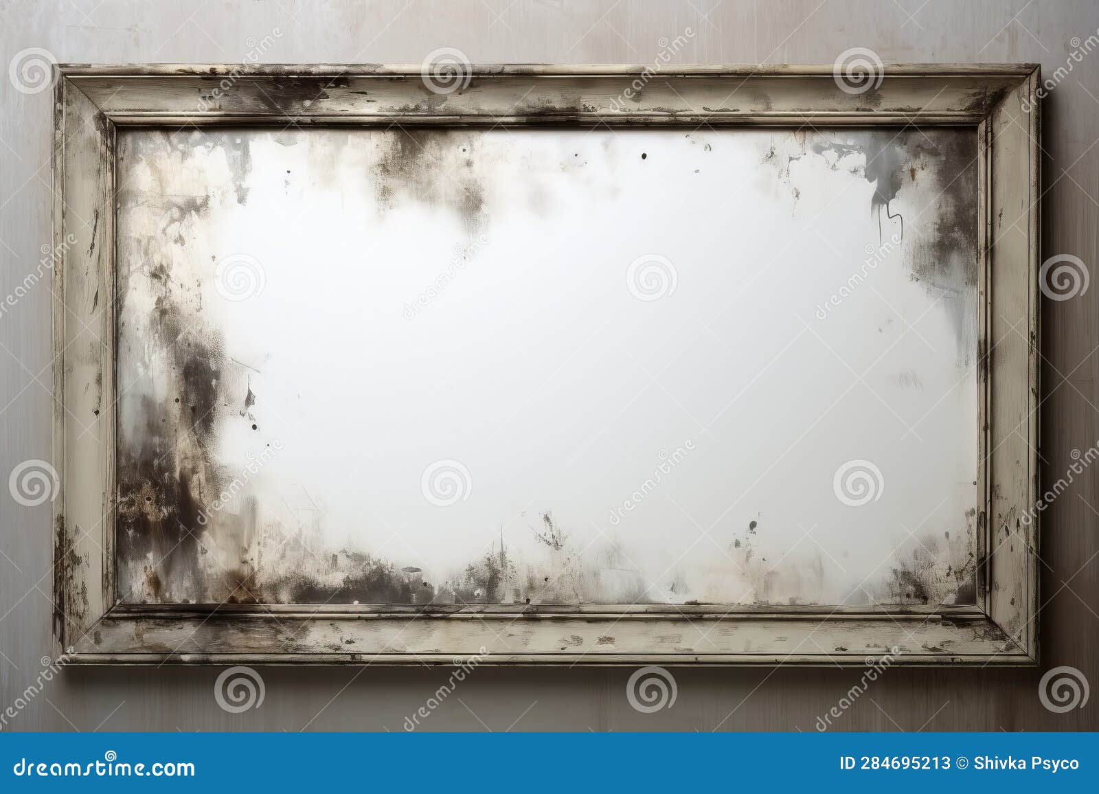 Dusty Empty Frame of White Background on Grunge Wall Generative AI ...