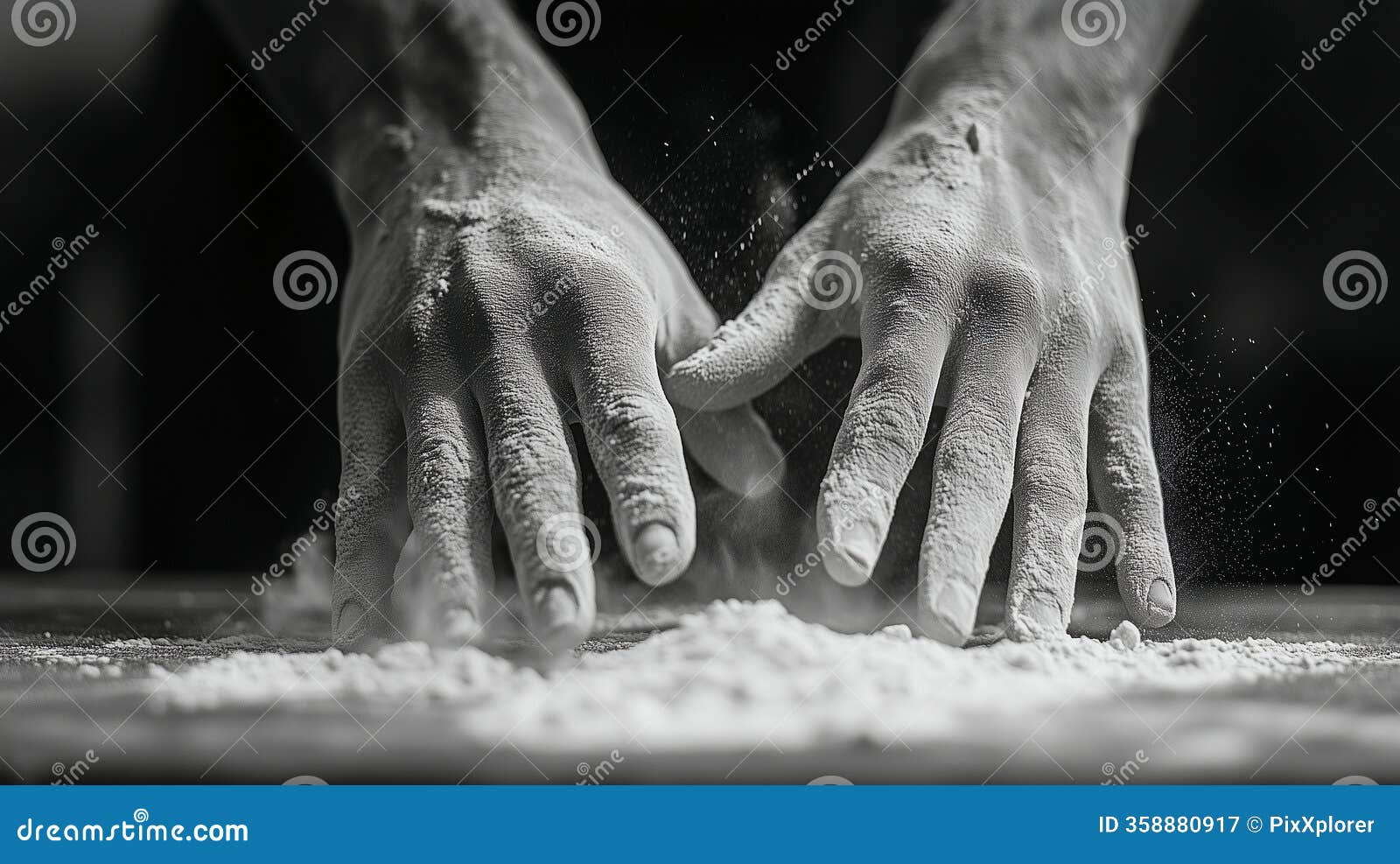 Dusty Hands of an Individual, Possibly Male, Press into a Surface ...