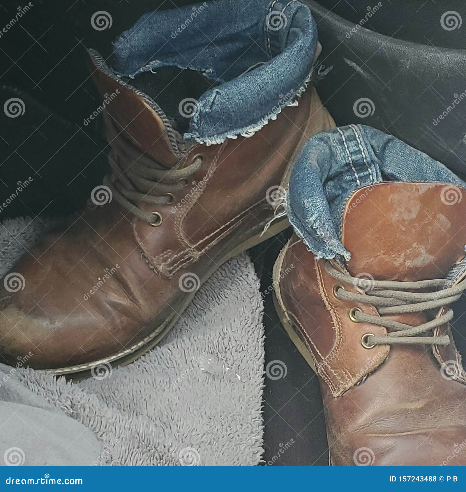 Dusty leather boots stock photo. Image of boots, laced - 157243488