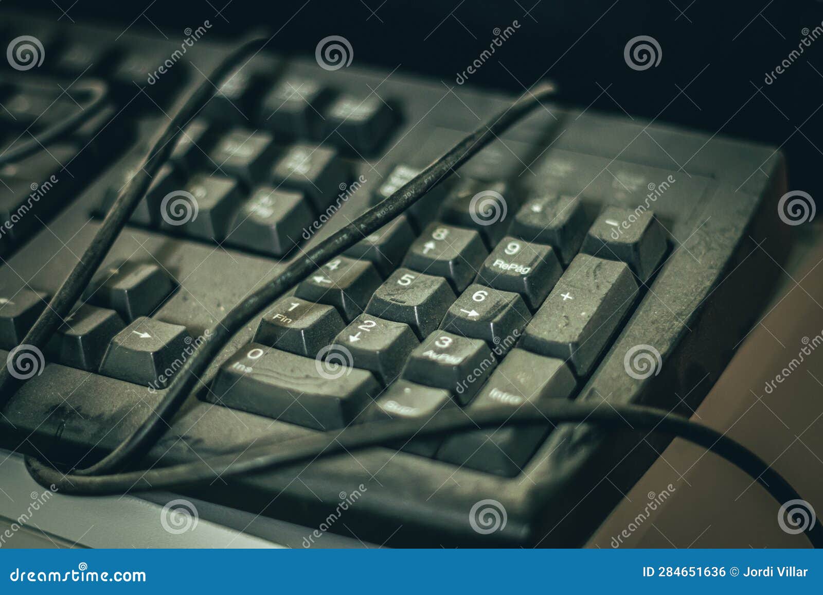 Dusty Old Keyboard with Wire Stock Photo - Image of grunge, destroy ...