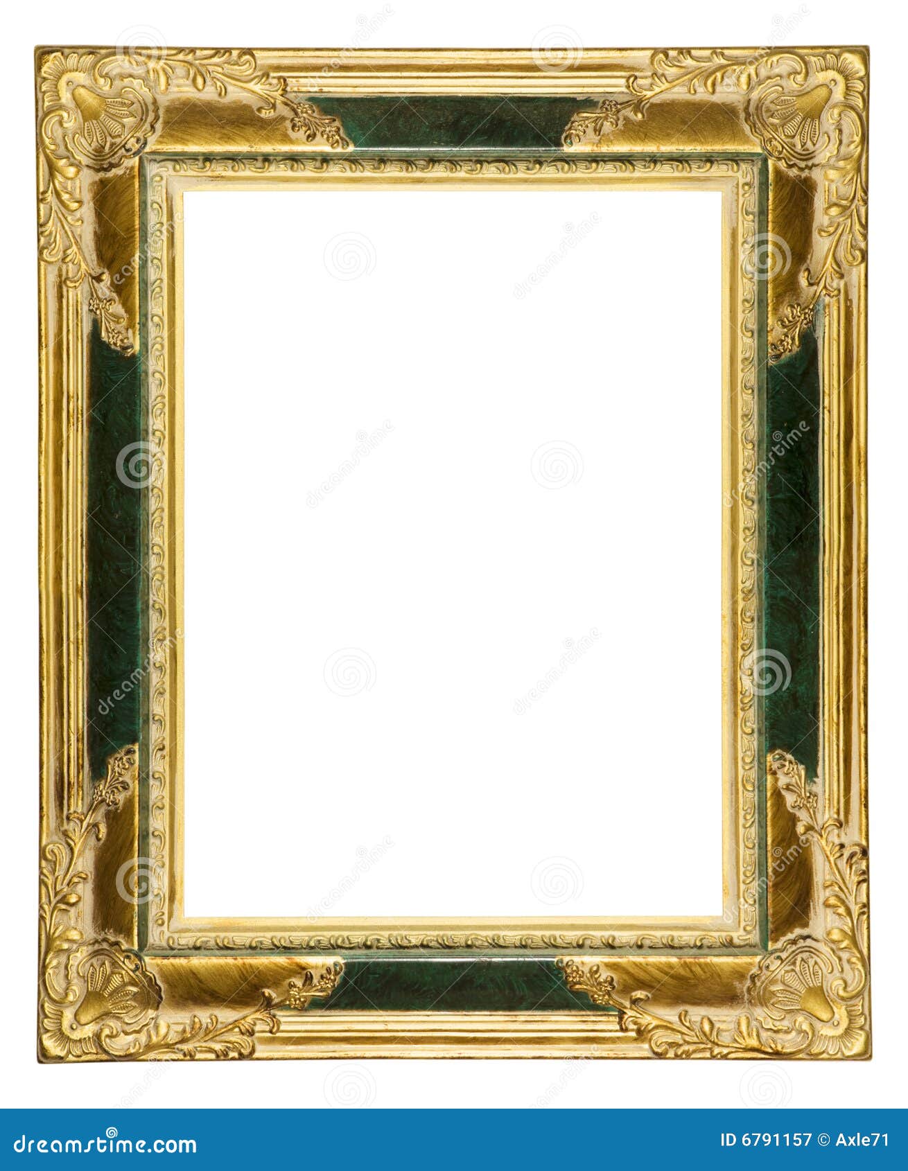 Dusty Ornate Old Gold Picture Frame Stock Image - Image of white ...