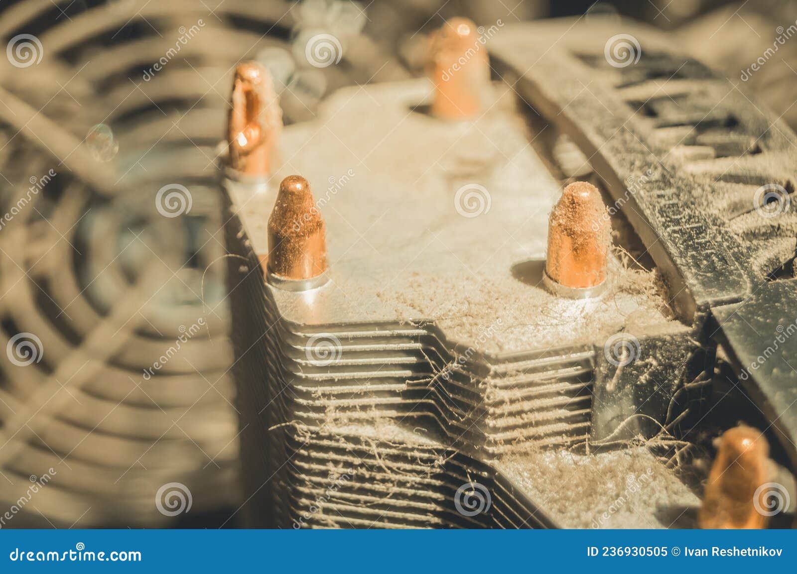 Dusty Radiator of the Cooling System of the Computer Processor. Dirt on ...