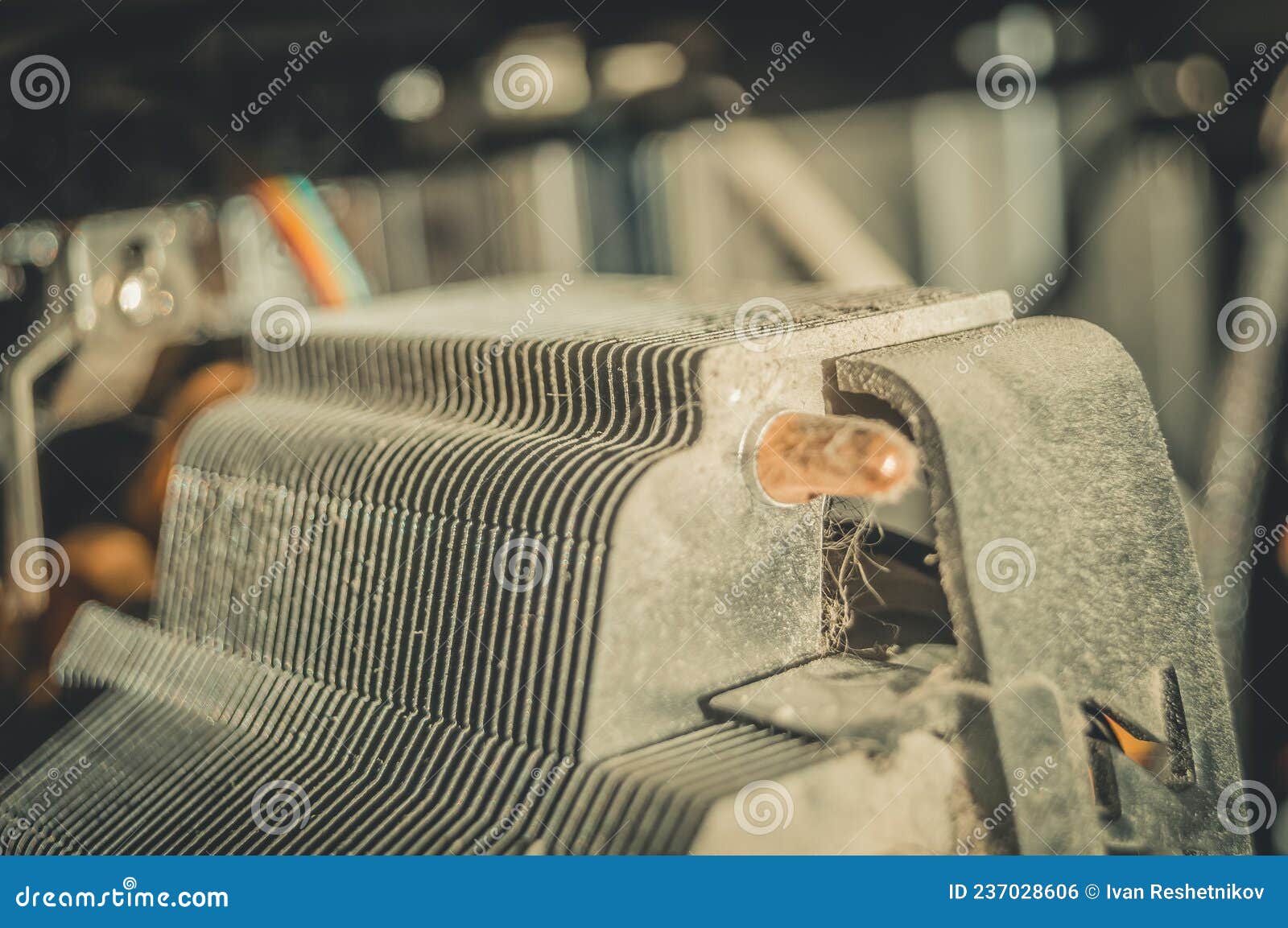 Dusty Radiator of the Cooling System of the Computer Processor. Dirt on ...