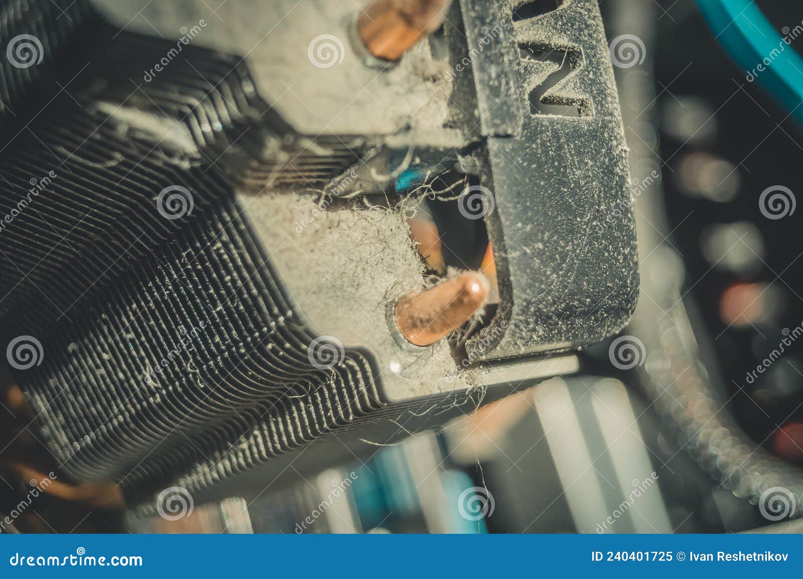 Dusty Radiator of the Cooling System of the Computer Processor. Dirt on ...