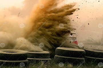 Dusty rally racing stock image. Image of power, tire, gravel - 1070041