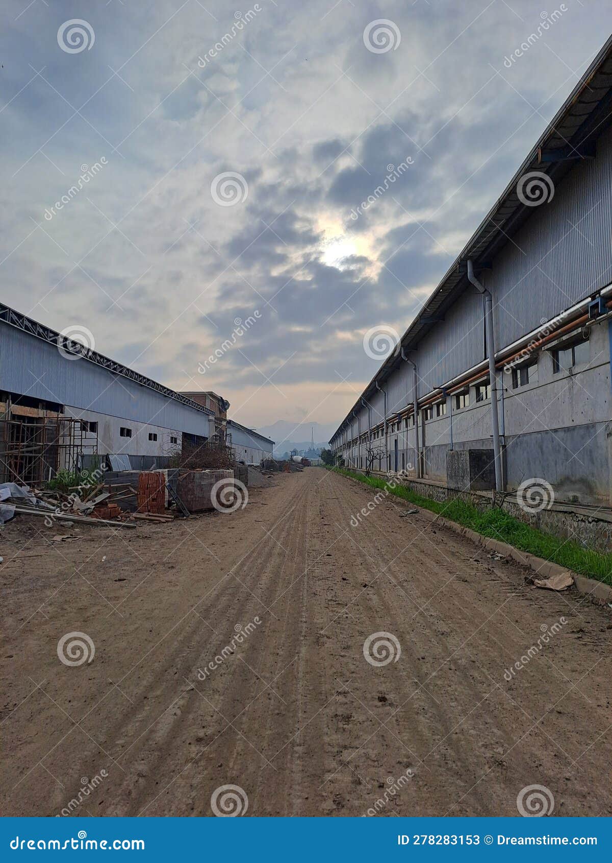Dusty Roads Factory Building Project Stock Image - Image of factory ...