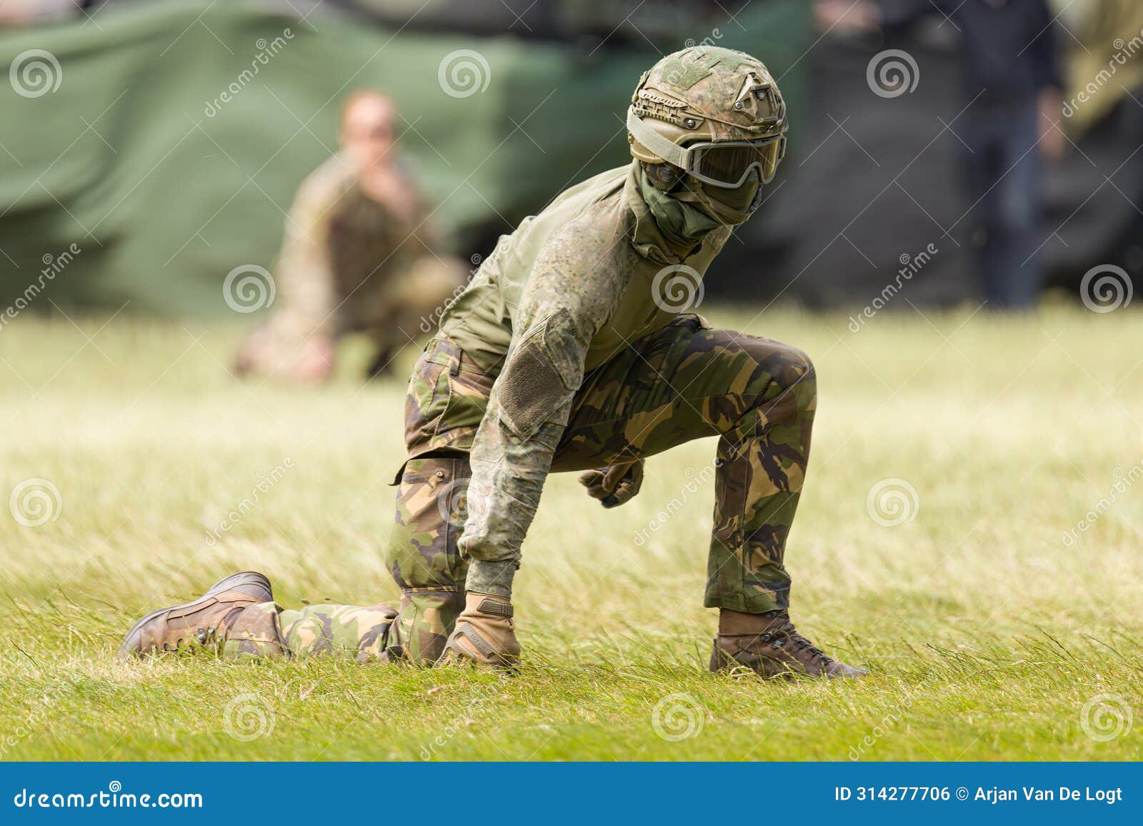 A Dutch Army Forward Observer Waiting for the Helicopter To Land Stock ...