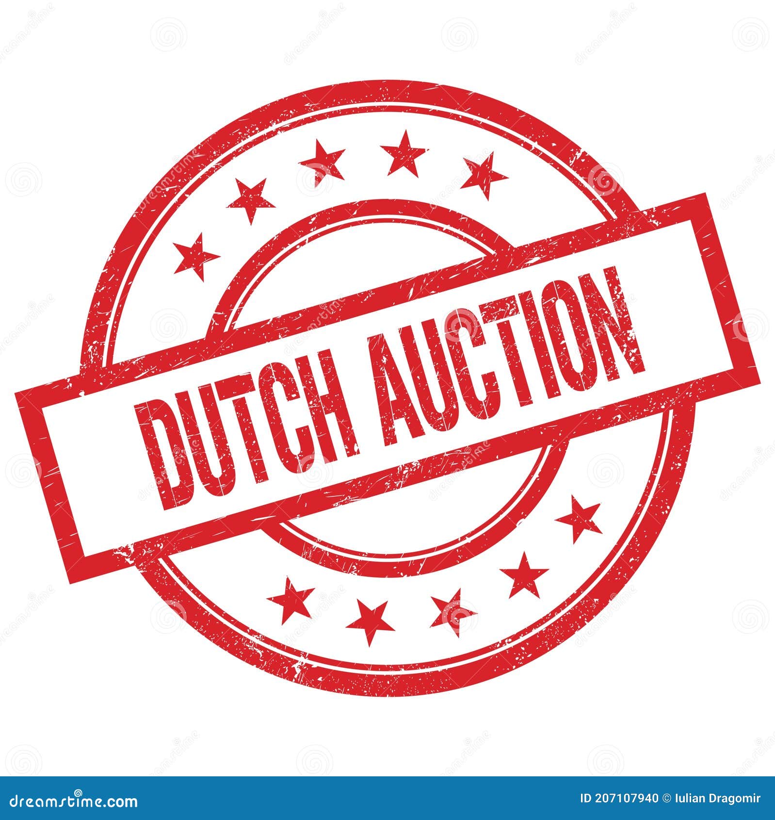 DUTCH AUCTION Text Written on Red Vintage Round Stamp Stock ...