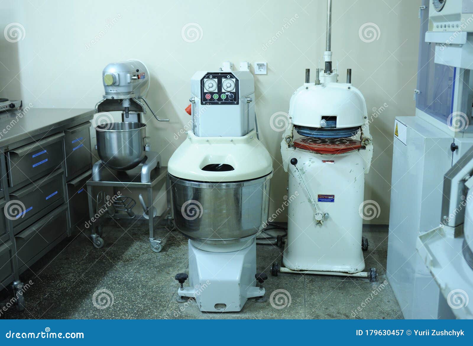 At the Dutch Bakery: Automatic Dough Line Prepared for Work Stock Image ...