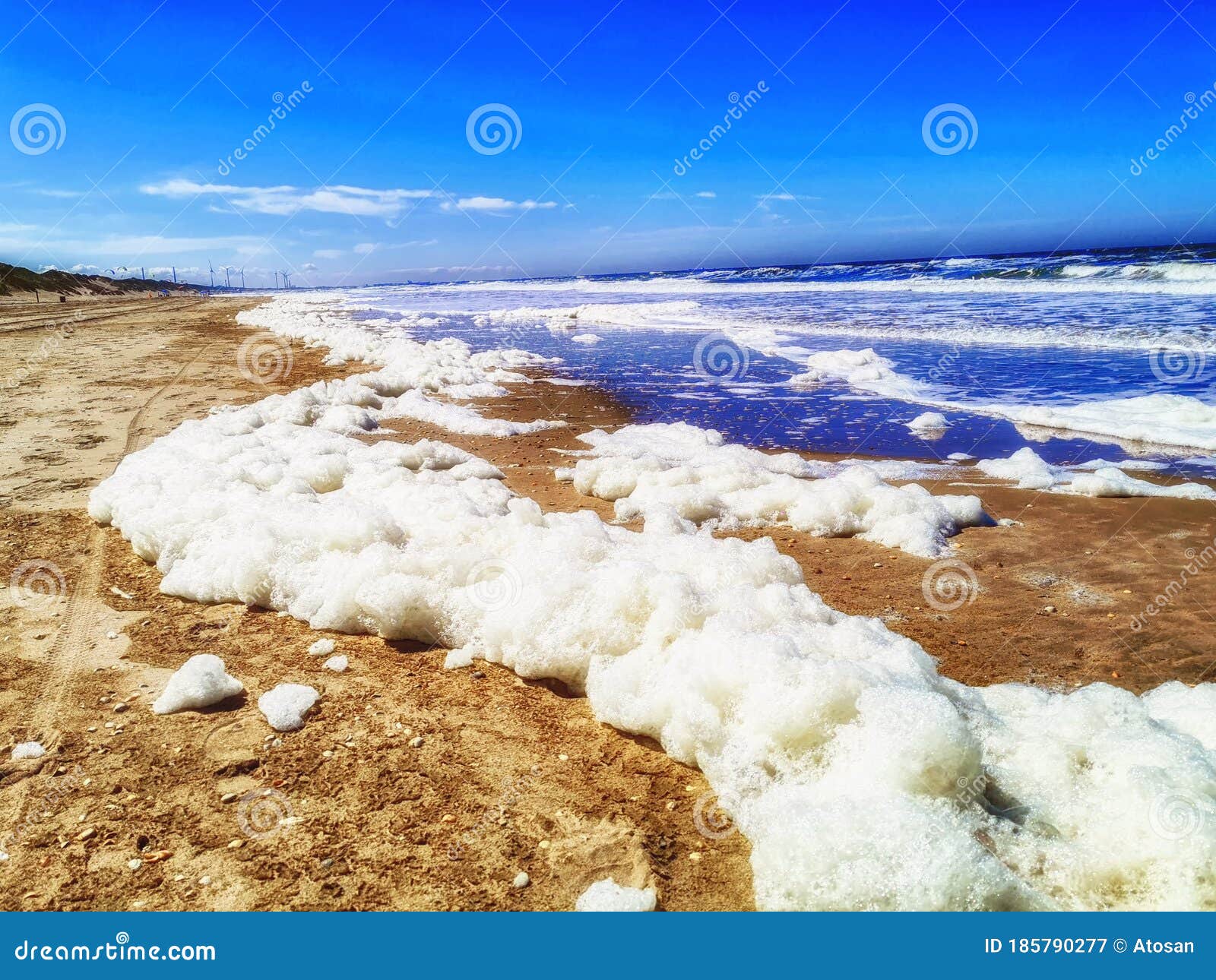 Dutch Beach with Foam and Sea Water Stock Image - Image of flood ...