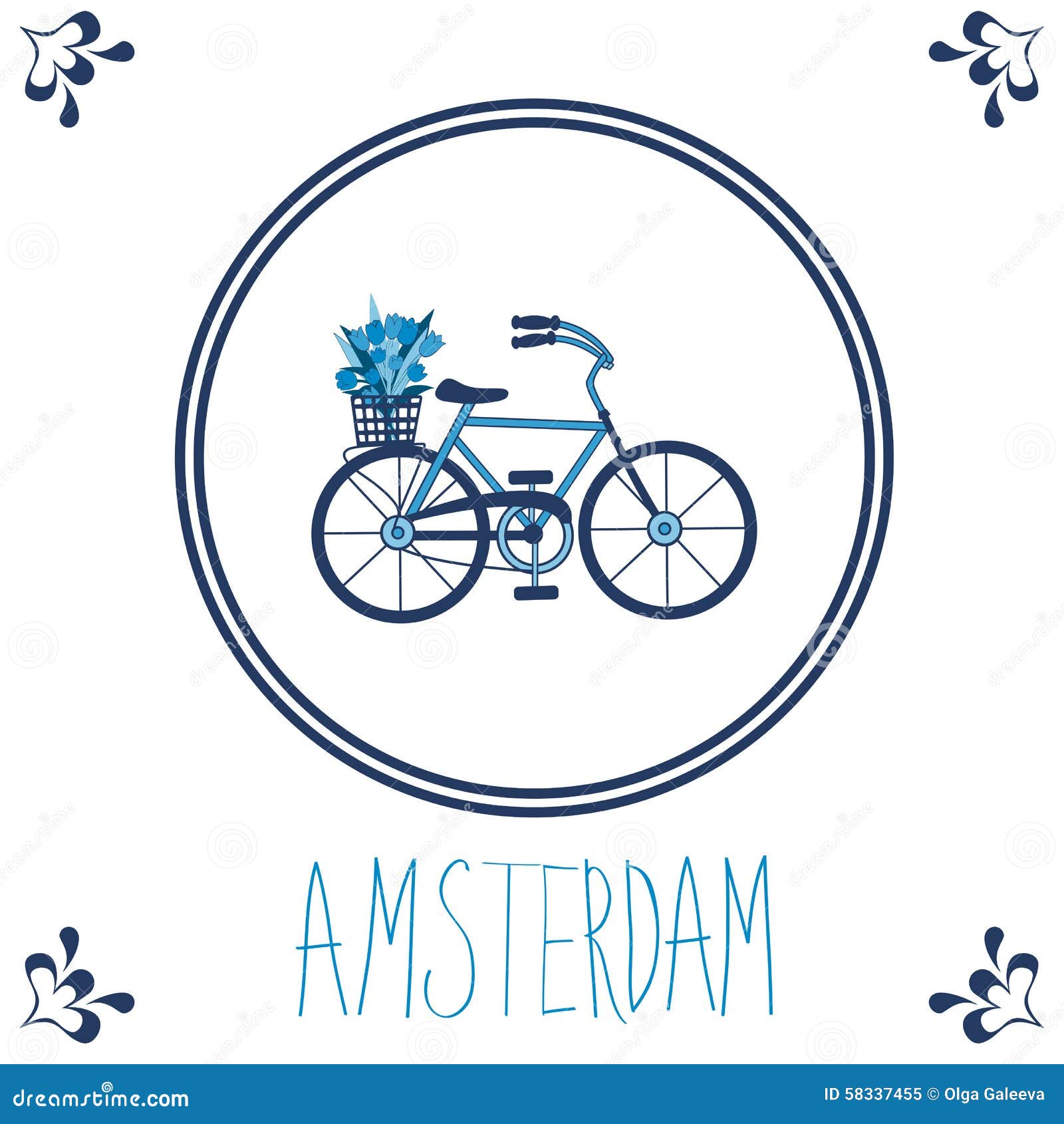 Dutch Blue Tile Bicycle Stock Illustrations – 3 Dutch Blue Tile Bicycle ...