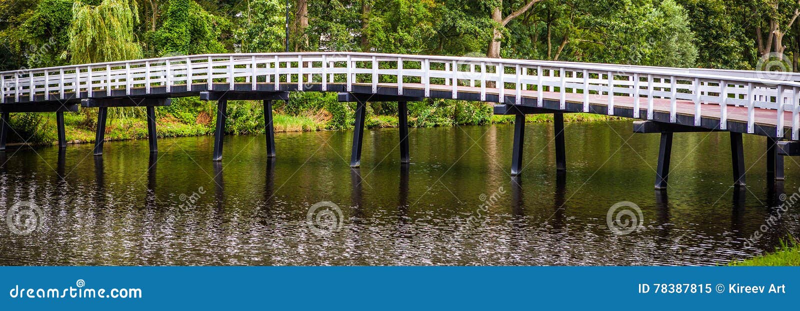 Dutch Bridge in Park. Panorama Stock Image - Image of decor, empty ...