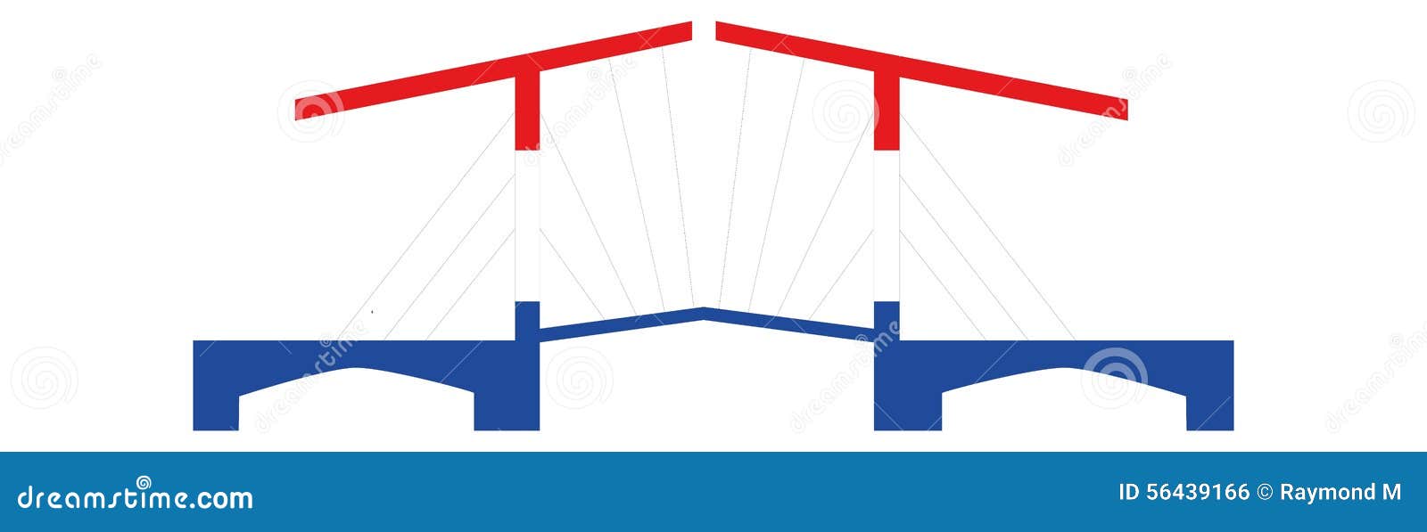 Dutch Bridge in Red White Blue Stock Illustration - Illustration of ...