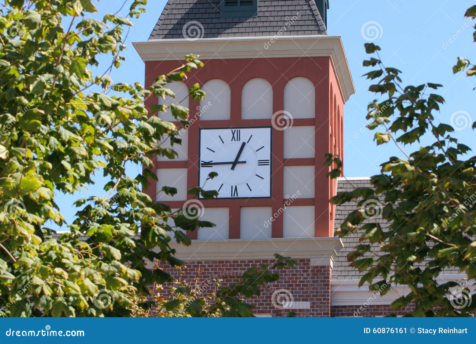 Dutch Clock Tower in Trees stock image. Image of clock - 60876161