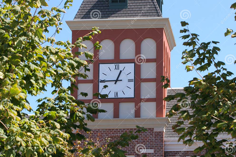 Dutch Clock Tower in Trees stock image. Image of clock - 60876161