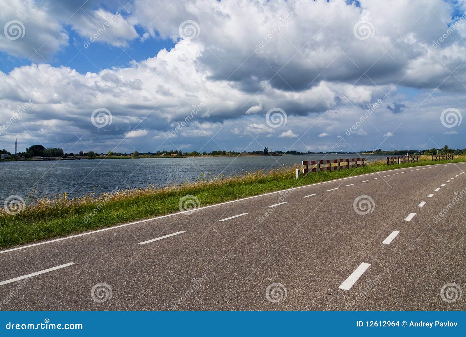 Dutch Country Road Under the Cloudy Sky Stock Photo - Image of cloud ...
