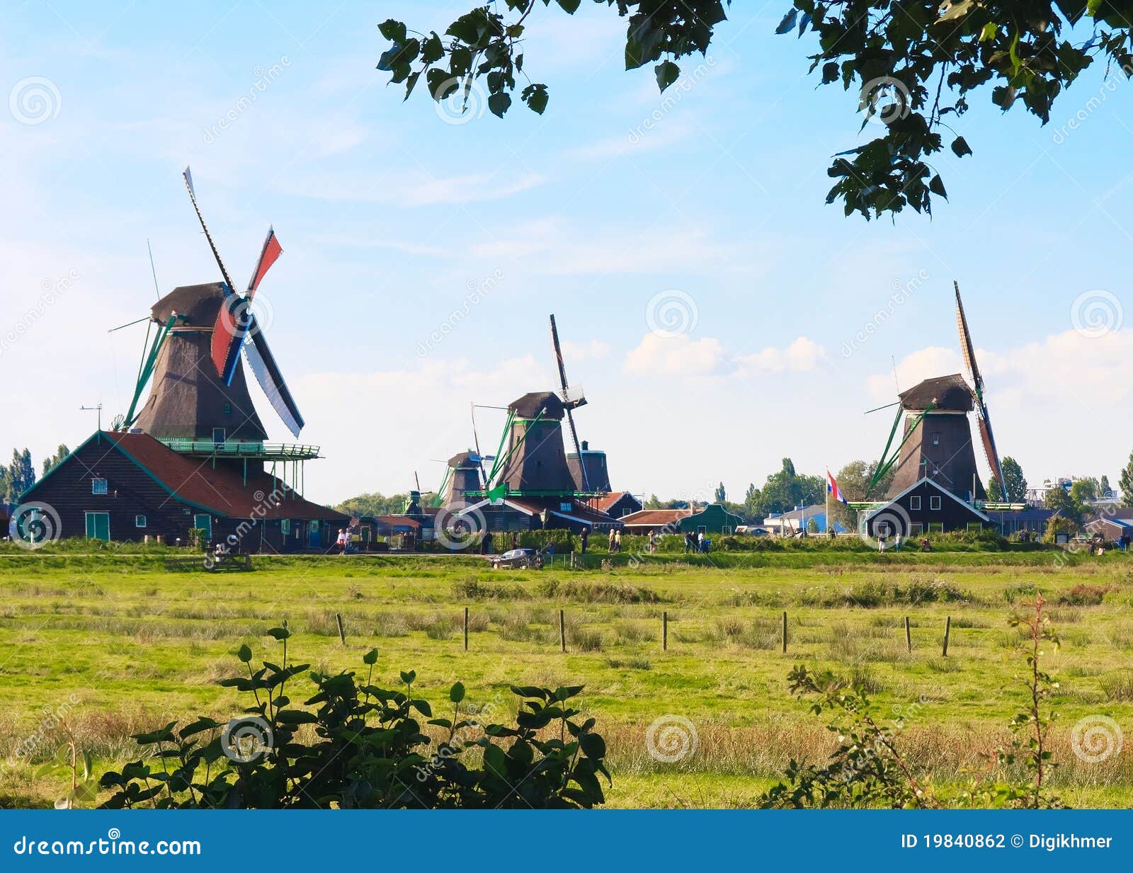 Dutch Countryside with Windmill Stock Photo - Image of green, zaandam ...
