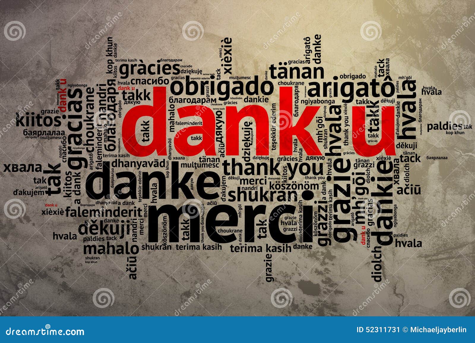 Dutch: Dank U, Open Word Cloud, Thanks, Grunge Background Stock ...