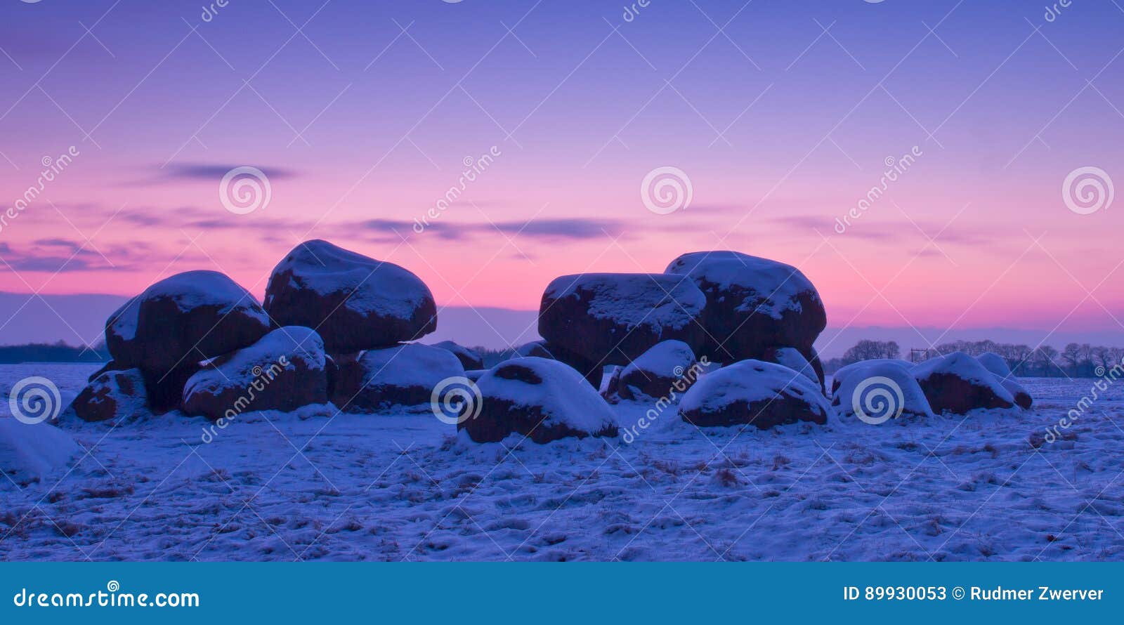 Dutch Dolmen in snow stock image. Image of background - 89930053