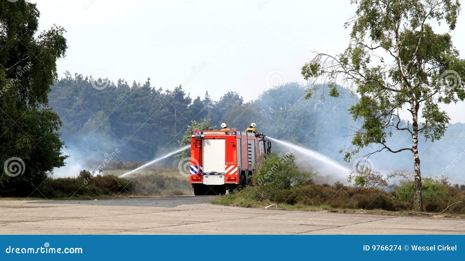 Dutch Extinguishing Fire Brigade Stock Photo - Image of holland, heath ...