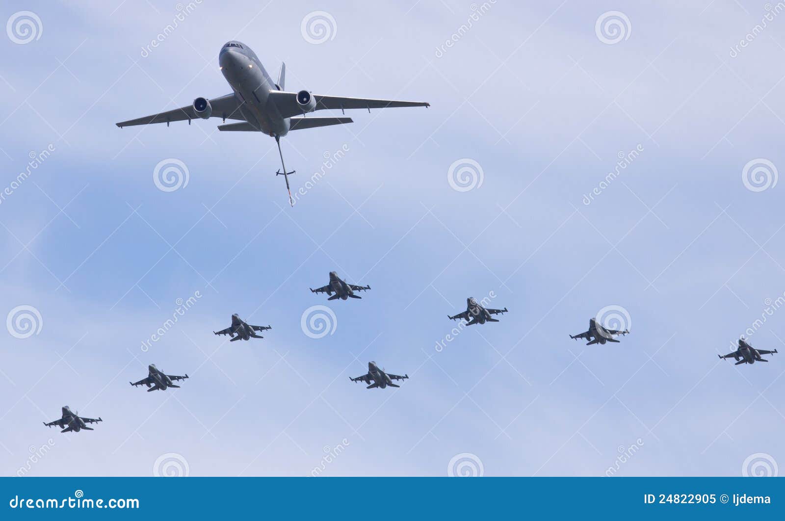 Dutch F-16 Squadron in Formation with a KDC-10 Editorial Image - Image ...