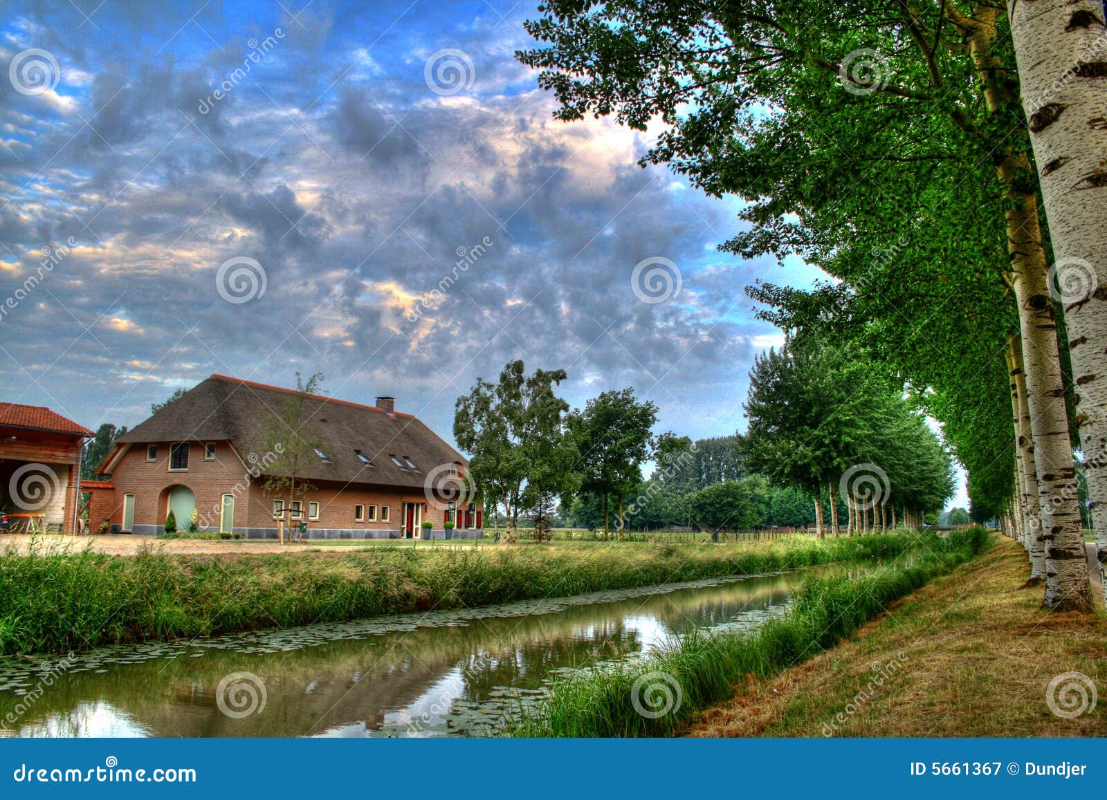 Dutch Farm With White Stork Nest, Nederlandse Boerderij Met ...