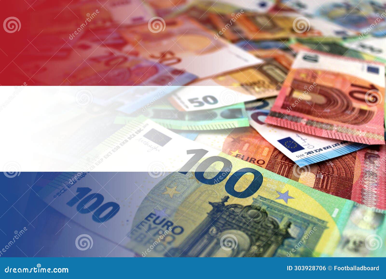 Dutch Flag Covers Euro Banknotes. Stock Illustration - Illustration of ...
