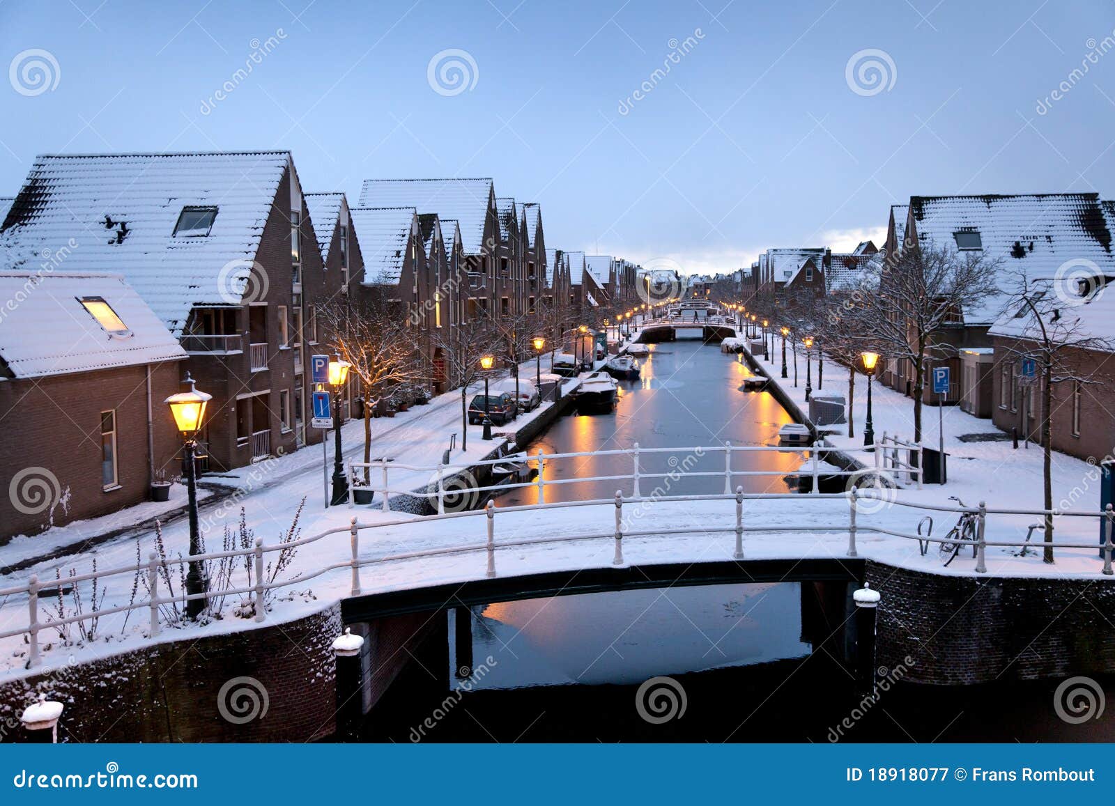 Dutch Frozen Canal in Winter Stock Image - Image of leiden, horizontal ...