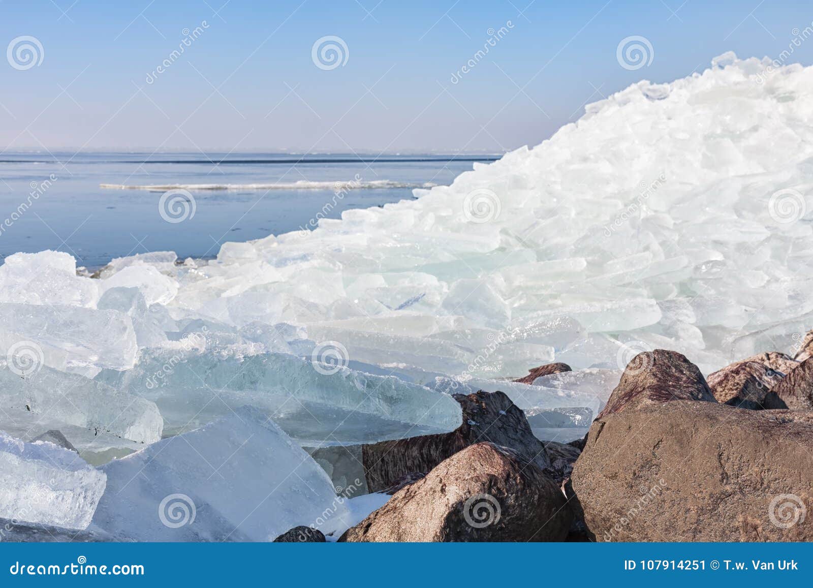Dutch Frozen Lake Covered with Stack of Ice Floes Stock Image - Image ...