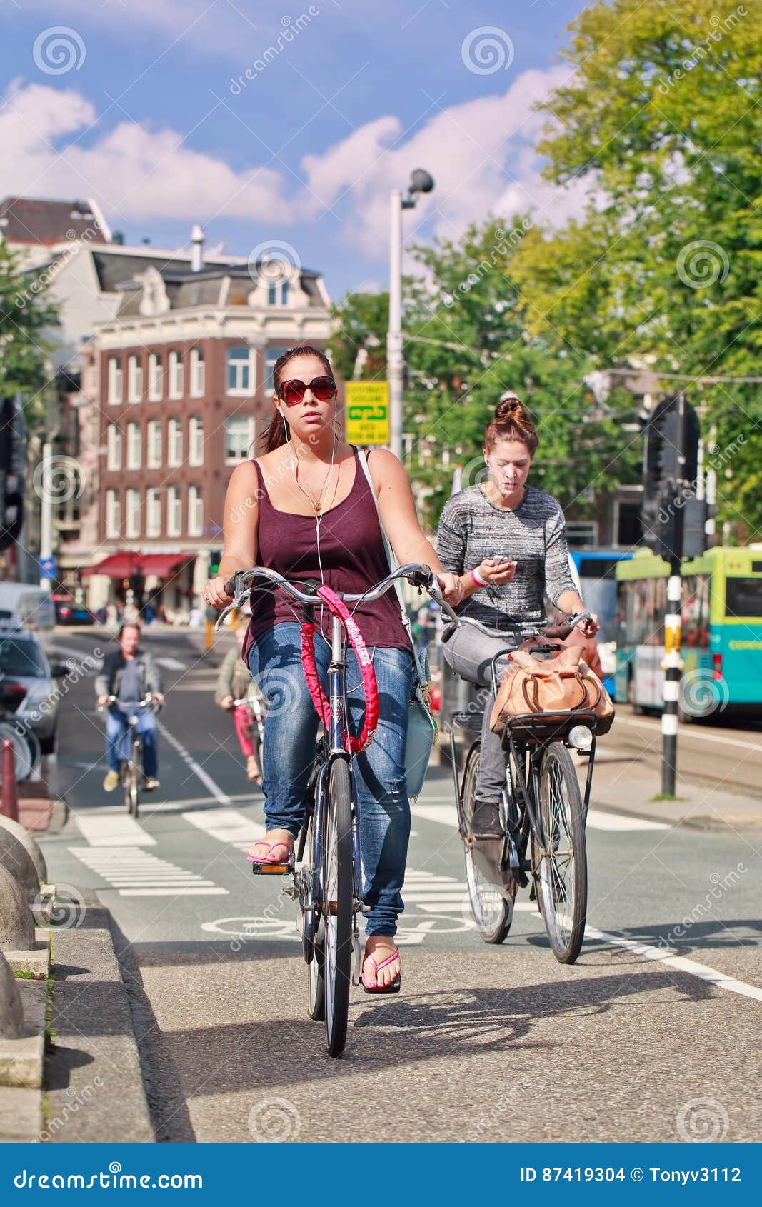 Dutch Girl On Her Bicycle Amsterdam Netherlands Editorial Stock Image Image Of Dutch Lock 1433