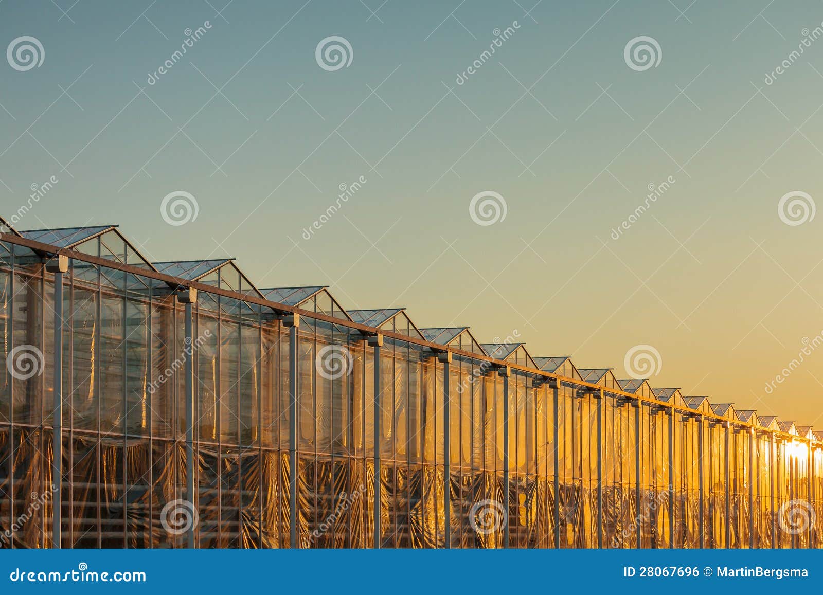 Dutch Greenhouse with the Sun Reflecting in the Glass Stock Photo ...