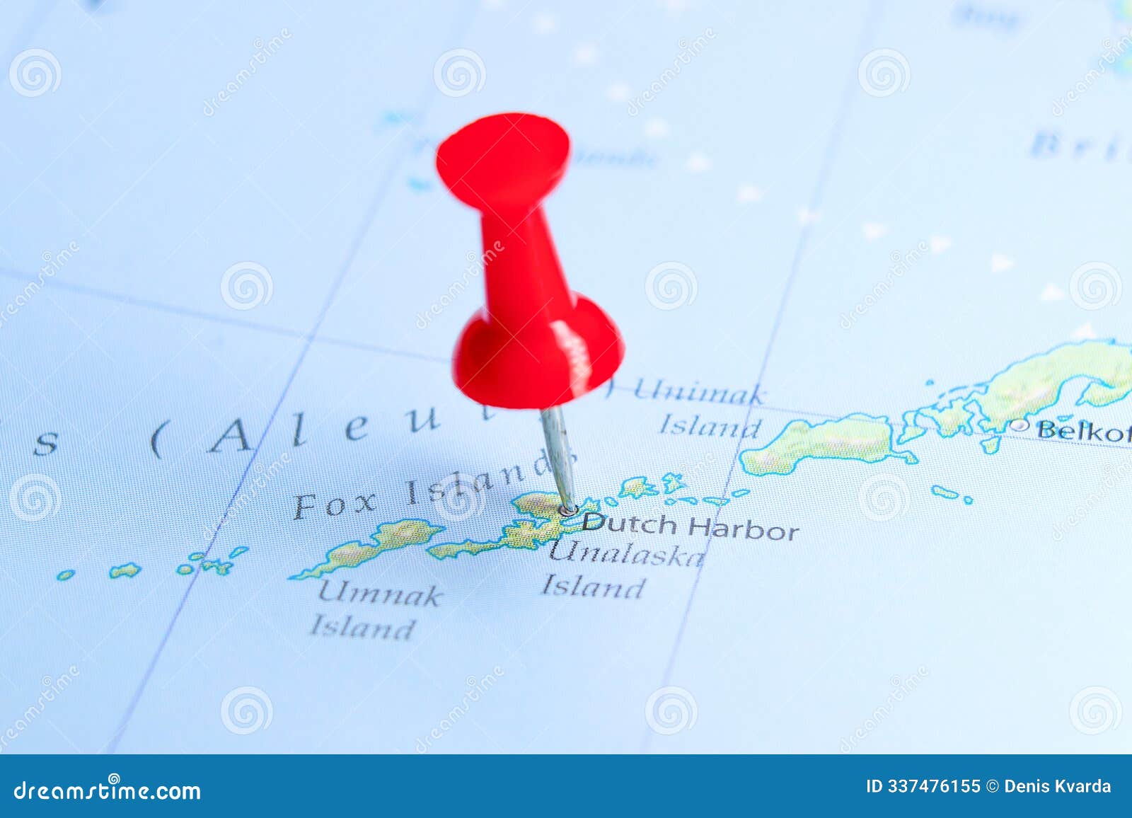 Dutch Harbor, Alaska Pin on Map Stock Image - Image of town, country ...