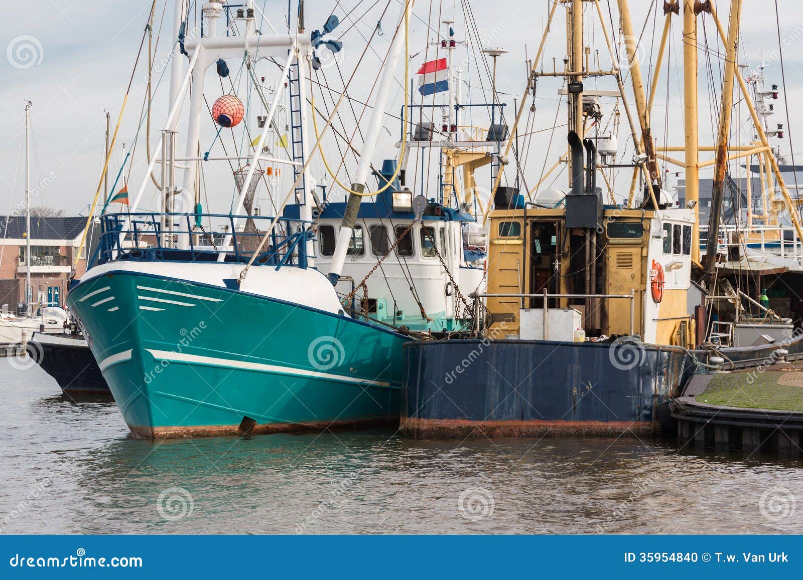 Dutch Harbor Eemshaven With Crane Platform For Installing Offshore ...