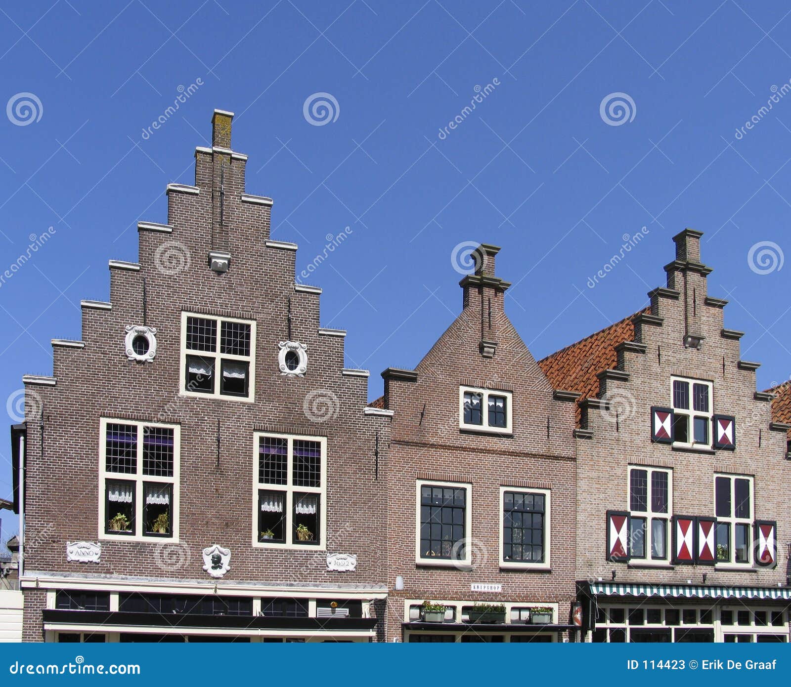 Dutch historic facades stock image. Image of stonework - 114423