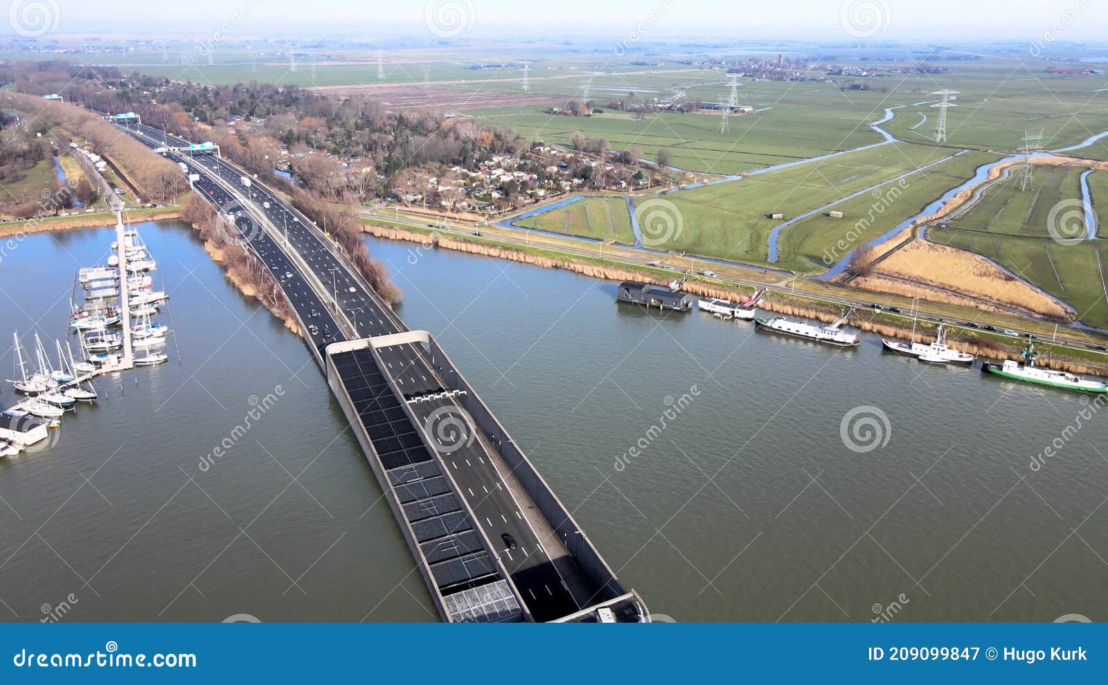 Dutch Infrastructure Highway Going Under Water the River Ij in ...