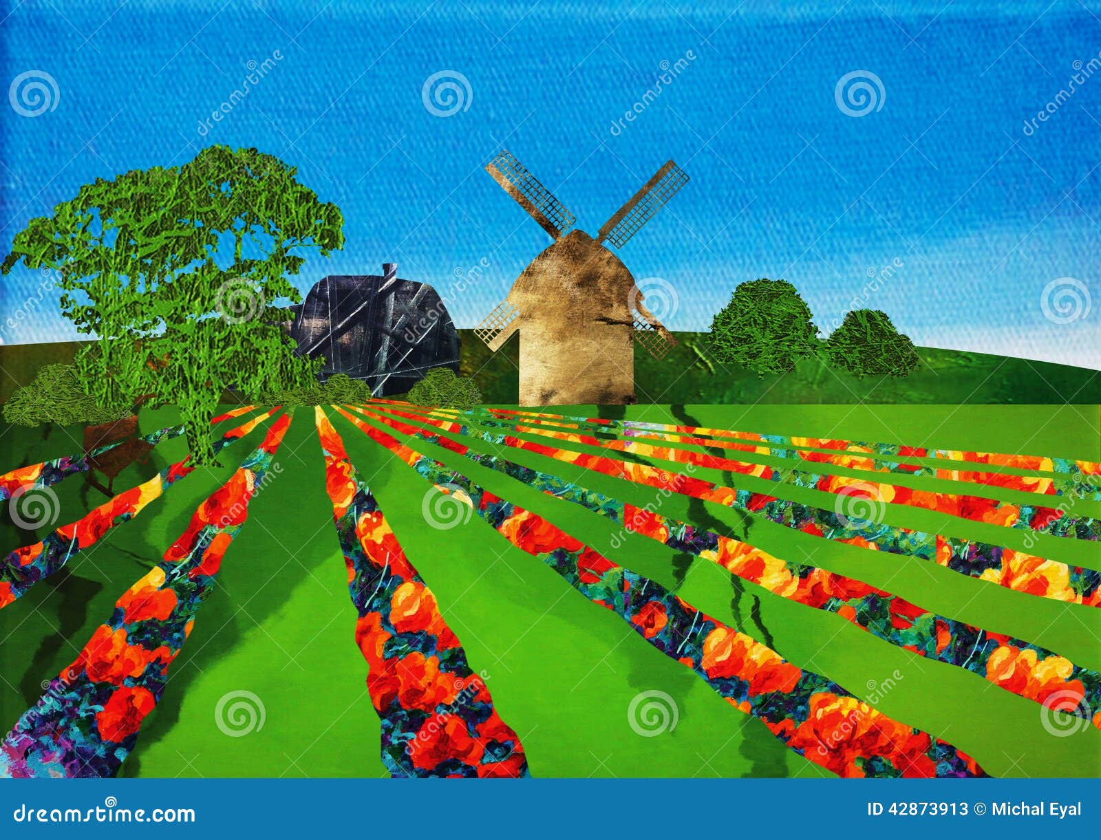 Dutch landscape stock illustration. Illustration of collage - 42873913