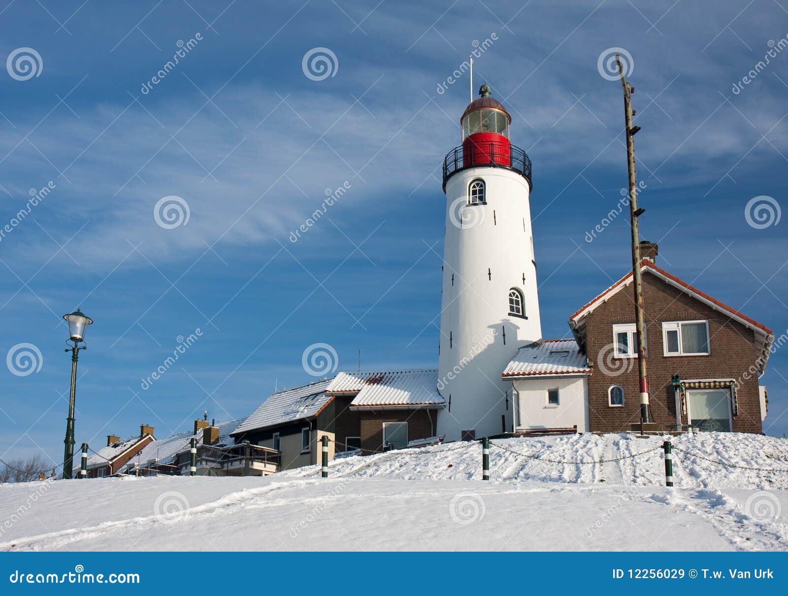 Dutch Lighthouse in Wintertime Stock Image - Image of fishery, seaside ...