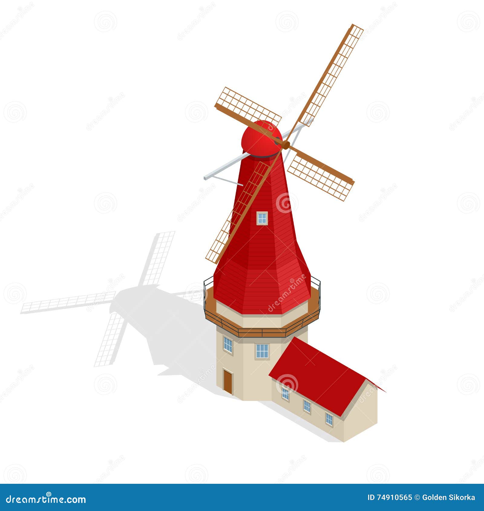 Dutch Mill at Night. Starry Sky. Holland. Netherlands. Stock Vector ...