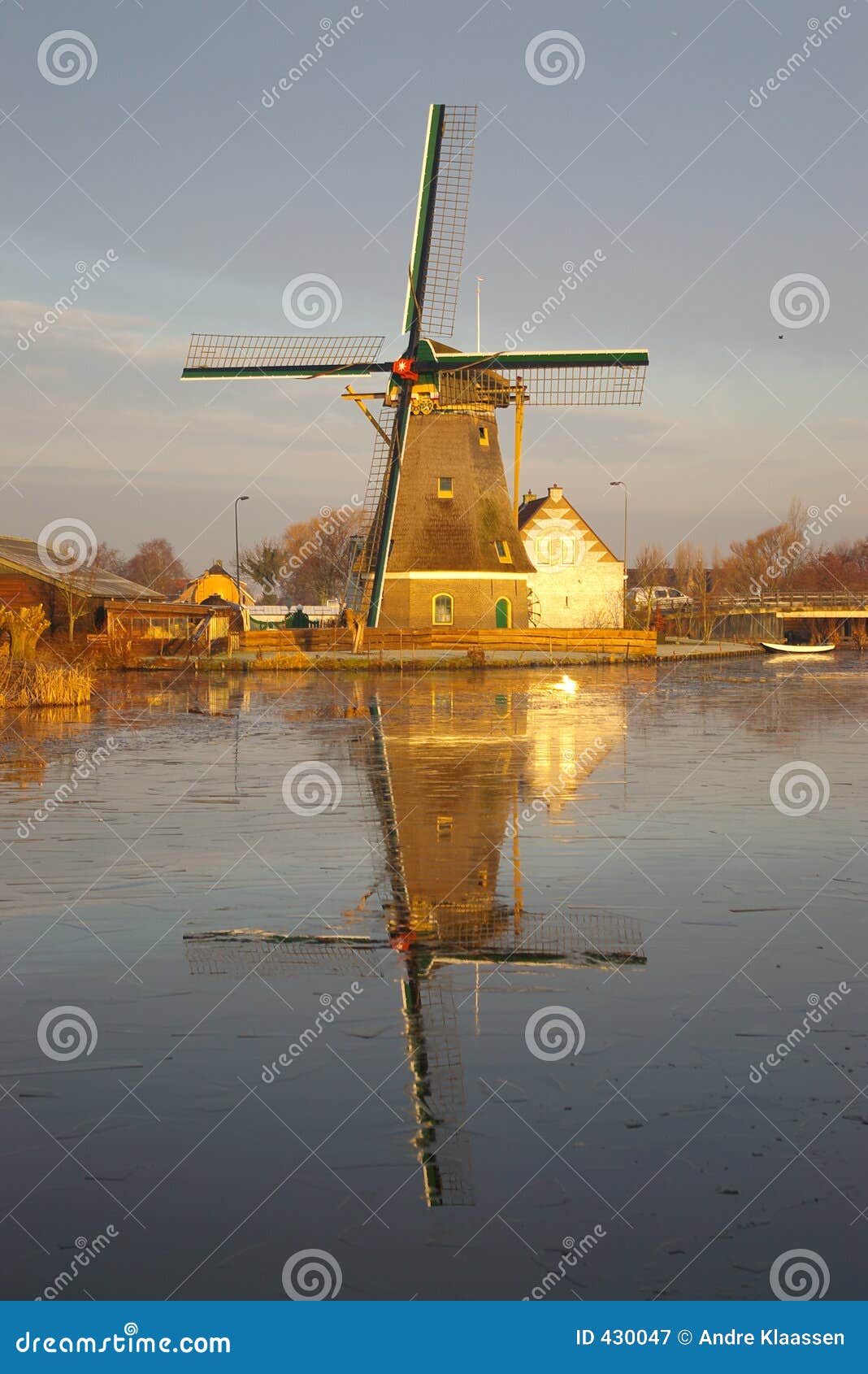 Dutch Mill reflection stock image. Image of historical - 430047