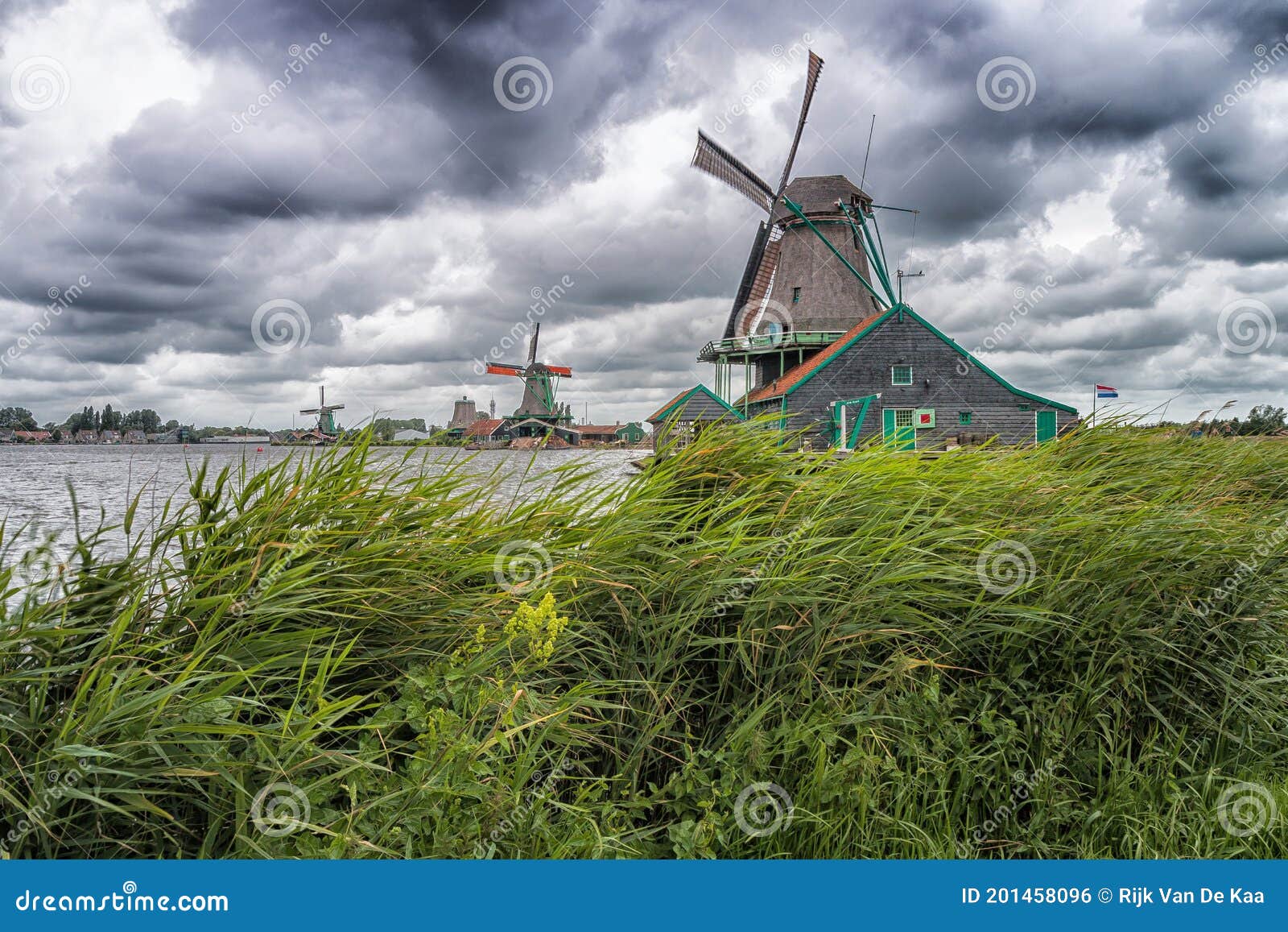 A Dutch Mill in the West of the Netherlands. Stock Photo - Image of ...