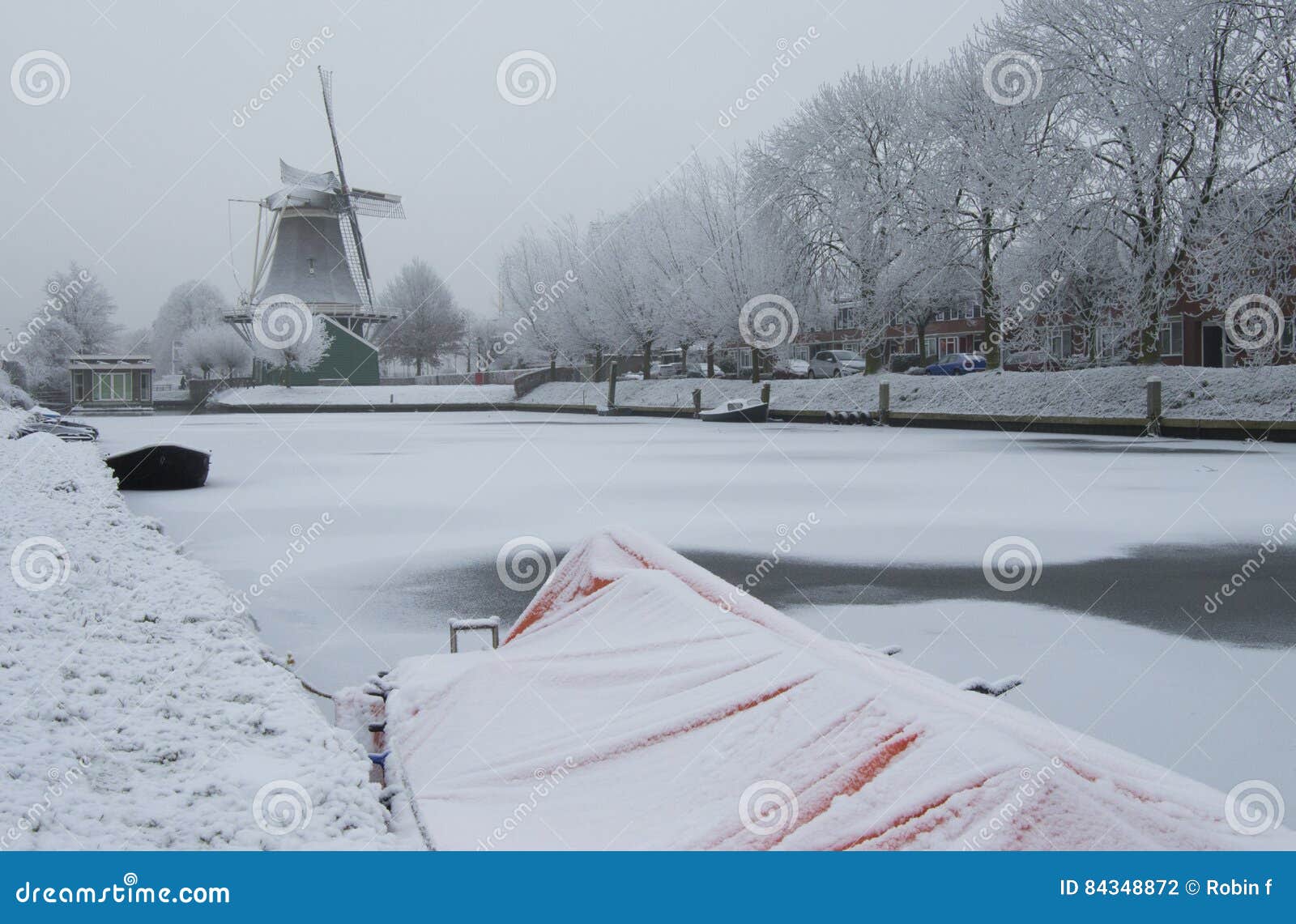 Dutch Mill in Winter in Zwolle Stock Photo - Image of holland, zwolle ...