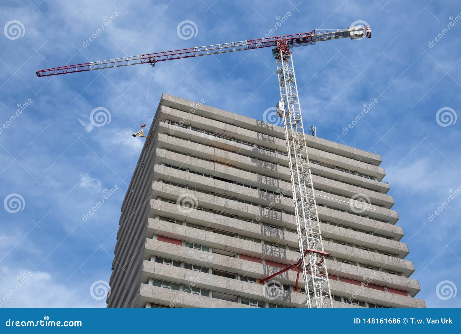 Dutch Office Building with Working Crane Attached Stock Photo - Image ...