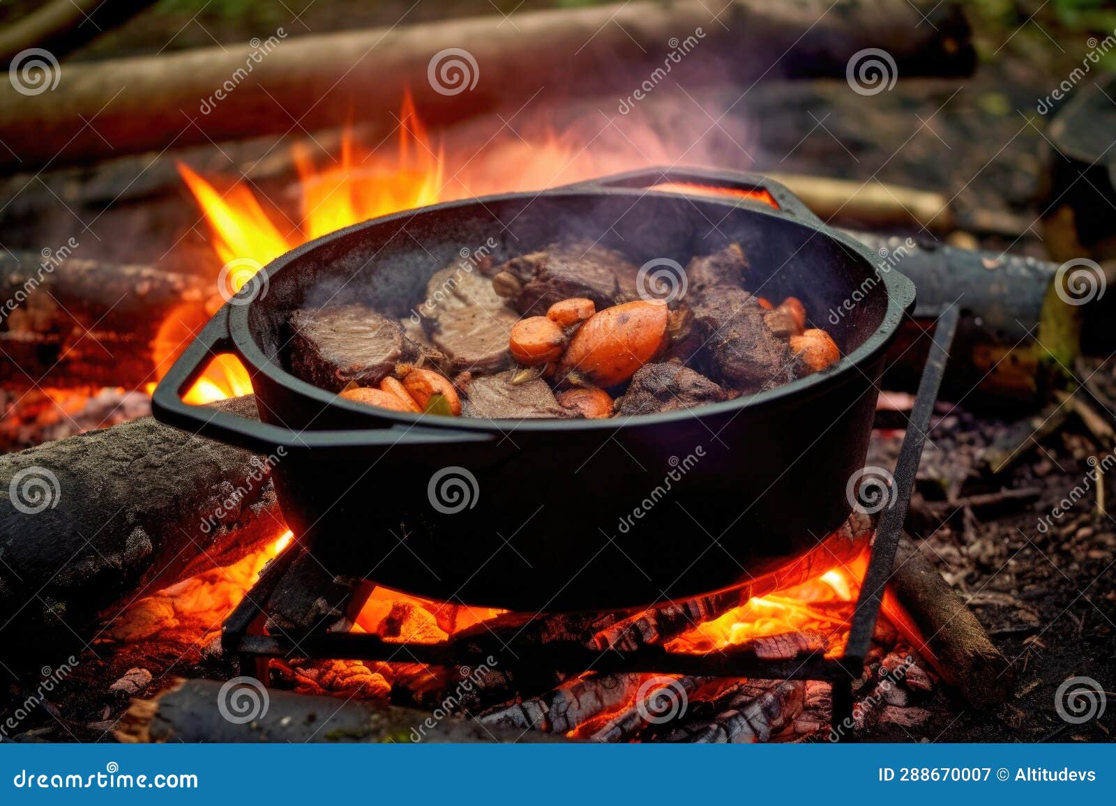 Dutch Oven Stew Cooking Process Step by Step Stock Image - Image of ...