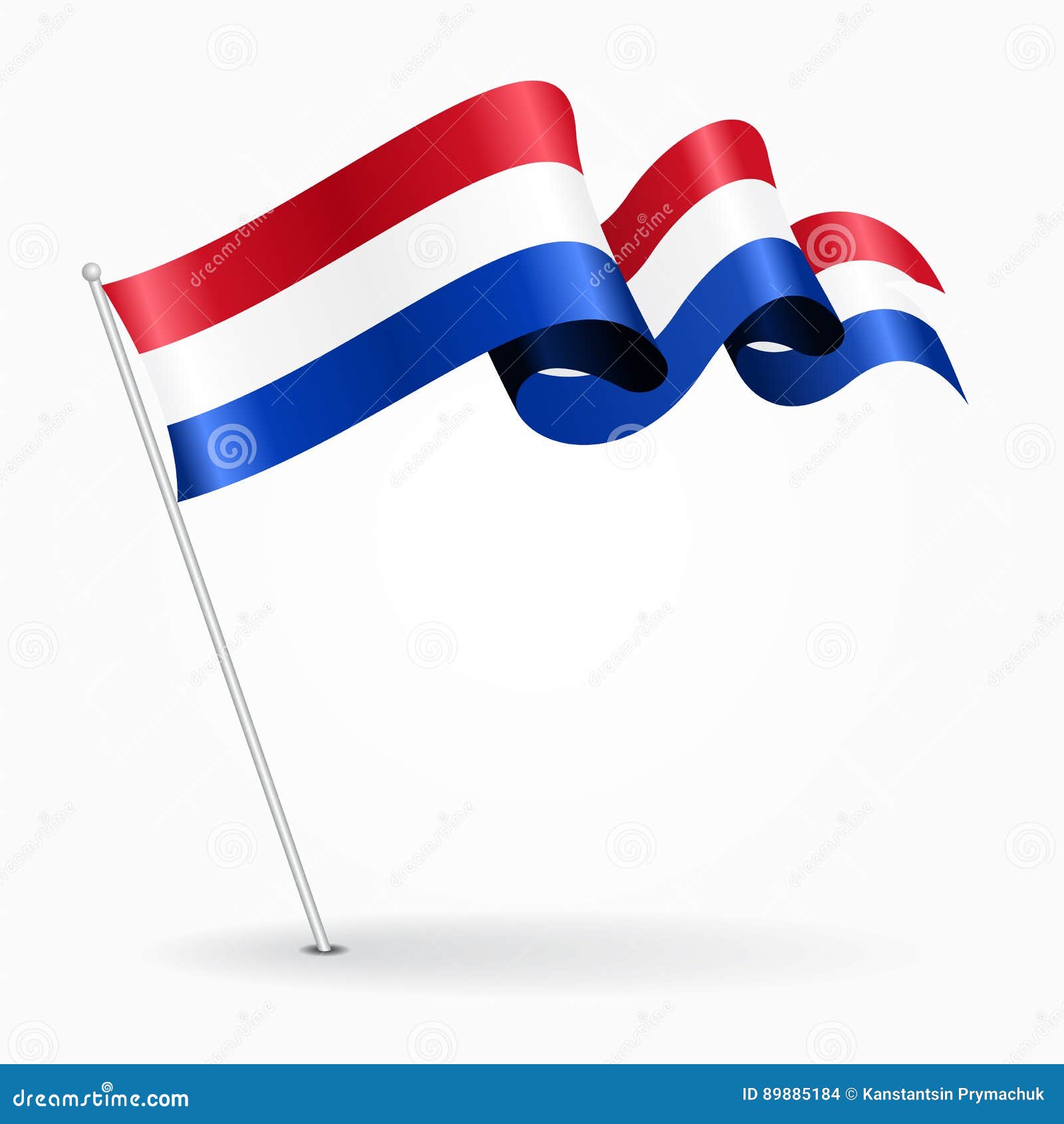 Dutch Pin Wavy Flag. Vector Illustration. Stock Vector - Illustration ...